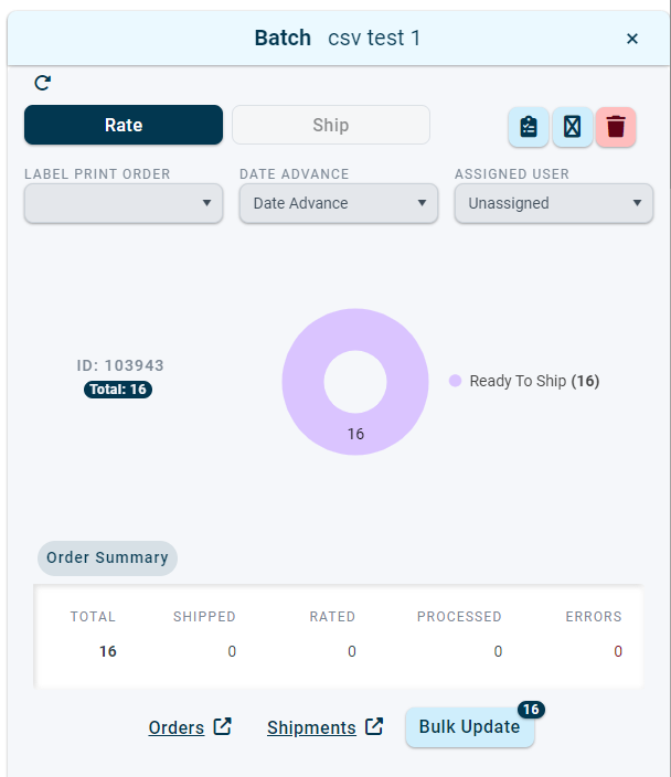 Batches Page - Batch Grid User Interface (UI)